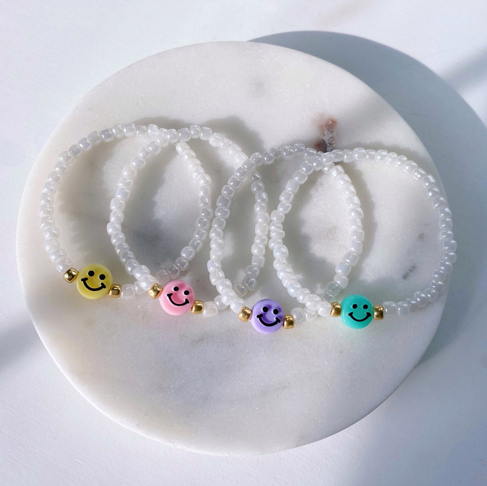 Smiley face beaded bracelets – Salt & June